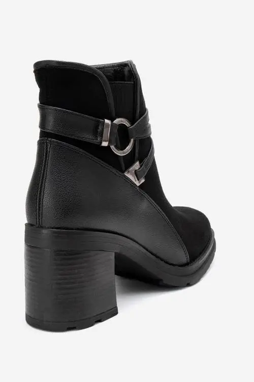 PROLOGUE SHOES Wern Block Heel Ankle Boots - Black Suede