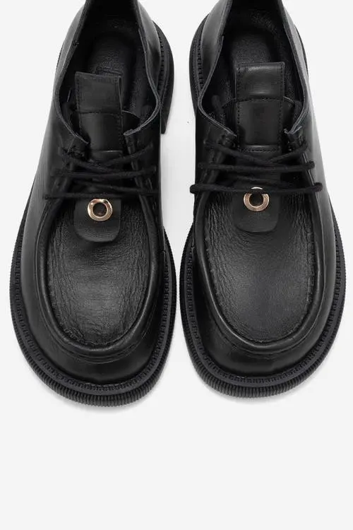 FOREVER & ALWAYS SHOES Band Leather Lace-up Loafer