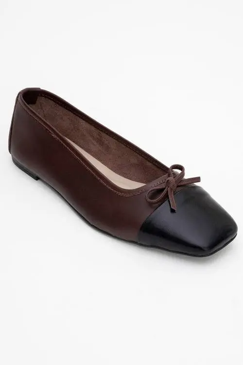 FOREVER & ALWAYS SHOES Leather Ballet Flat - Brown