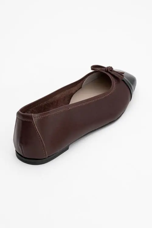 FOREVER & ALWAYS SHOES Leather Ballet Flat - Brown