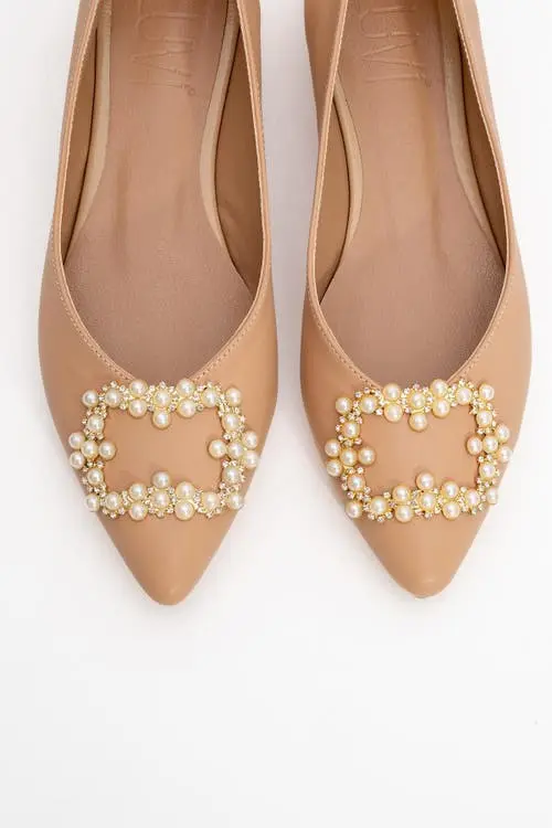 PROLOGUE SHOES Ghent Pearl-embellished Ballet Flat