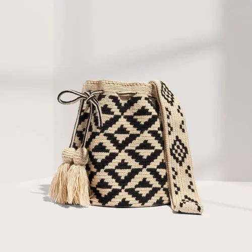 ONE THREAD COLLECTIVE Maribel Cross-body Bag - Beige + Black