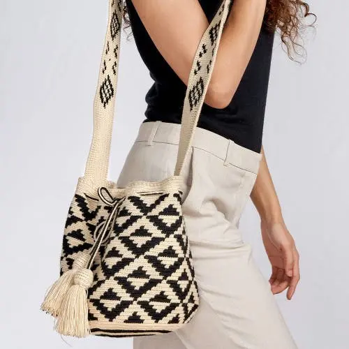 ONE THREAD COLLECTIVE Maribel Cross-body Bag - Beige + Black