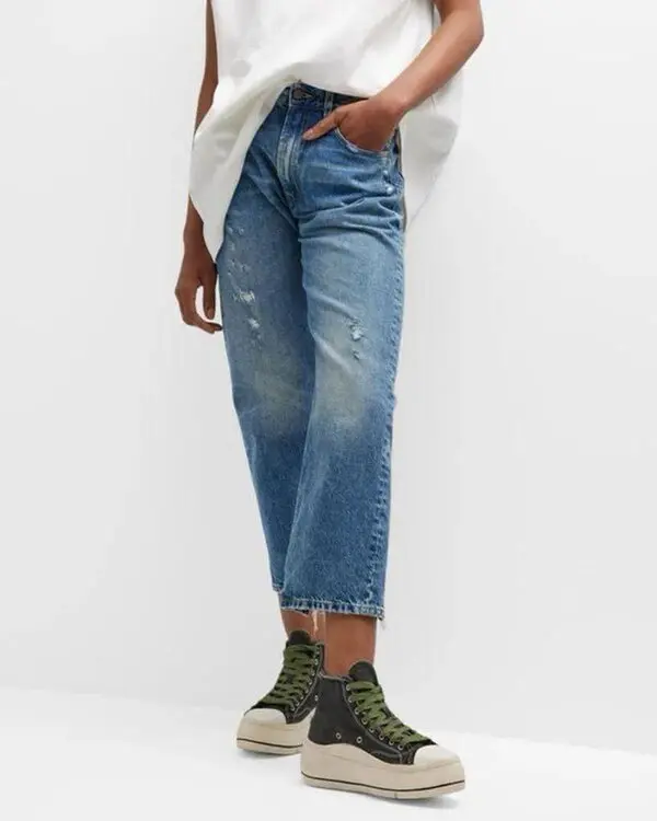 R13 Distressed Boyfriend Jeans - Blue