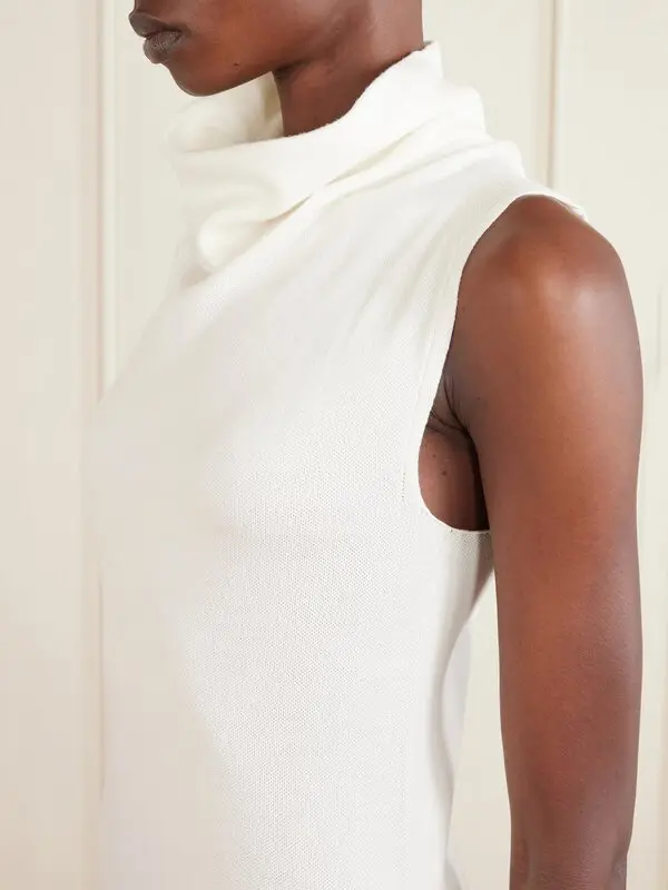 TOM FORD Draped Wool-blend Piqué Maxi Dress - Off-white