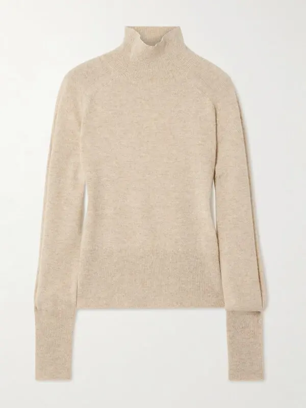 JOSEPH Oxna Mélange Cashmere Turtleneck Sweater - Neutrals