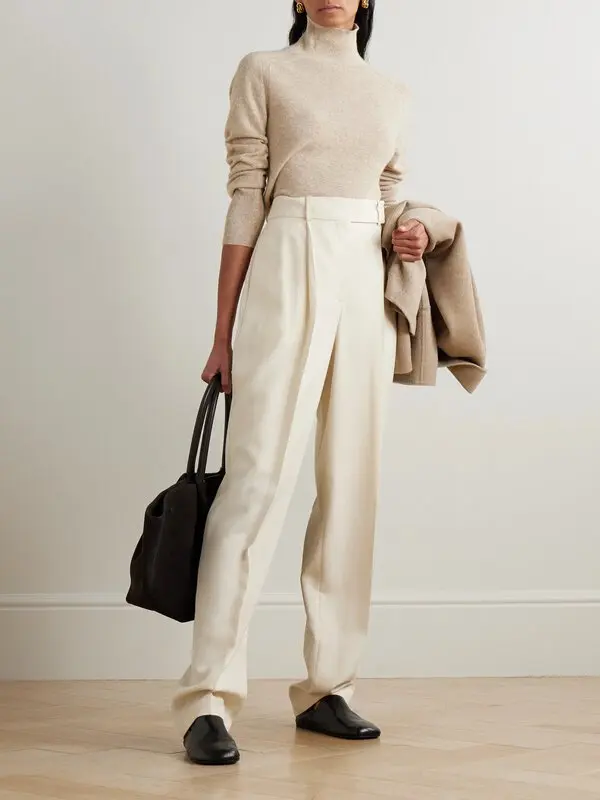 JOSEPH Oxna Mélange Cashmere Turtleneck Sweater - Neutrals