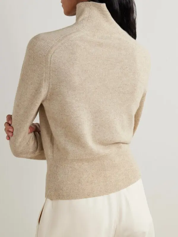 JOSEPH Oxna Mélange Cashmere Turtleneck Sweater - Neutrals