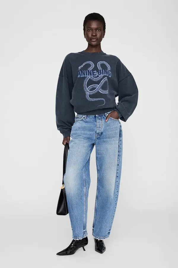 ANINE BING Harvey Crew Snake Sweatshirt