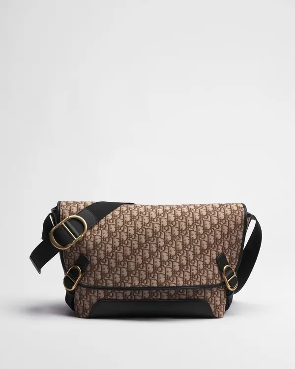 Dior Jett Messenger Bag With Flap - Brown Dior Oblique Jacquard
