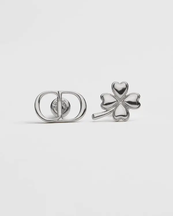 Dior Trèfle Asymmetrical Earrings - Silver-finish Brass