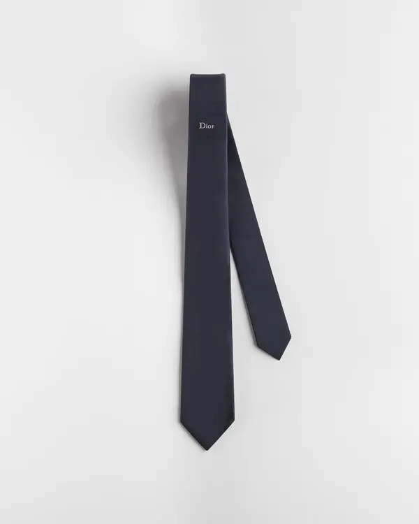 Dior Standard Neck Tie - Navy Blue Silk