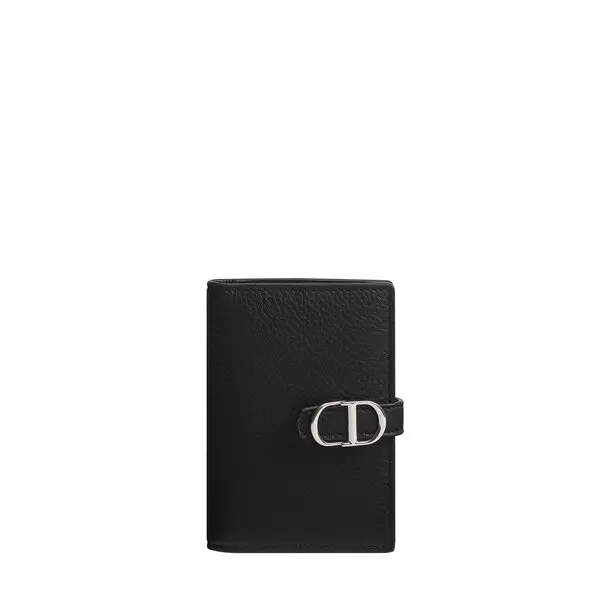 Dior Normandie Bifold Card Holder - Black Grained Calfskin