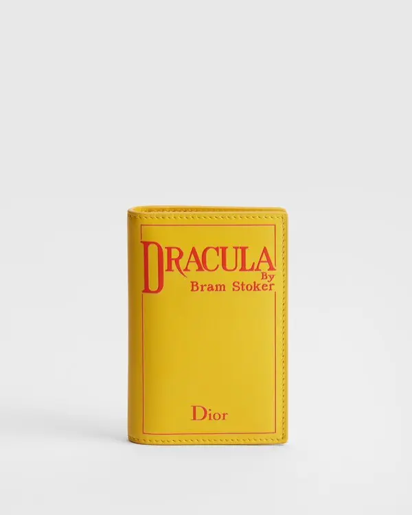 Dior Bifold Card Holder - Yellow And Red Book Cover Embossed Calfskin