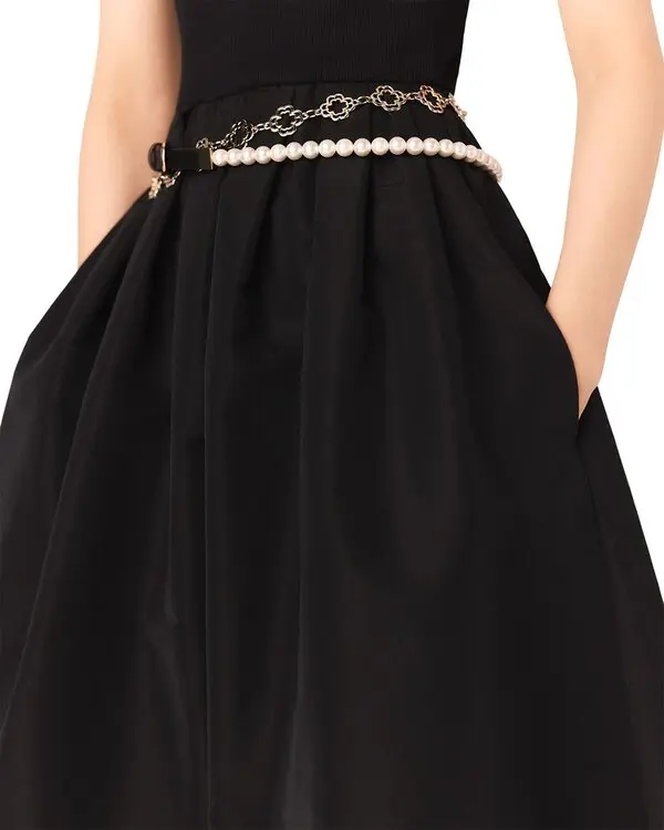 Maje Mixed Media Taffeta Midi Dress