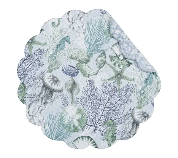 VALERIE PARR HILL Shoreline Waters Round Placemat Set Of 6 Val Erie - One-color