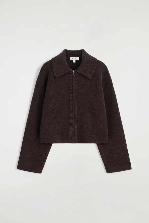 Cos Cropped Knitted Merino Wool Jacket