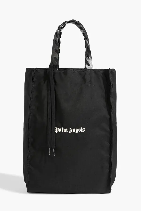Palm Angels Leather-trimmed Cotton-canvas Tote - Black