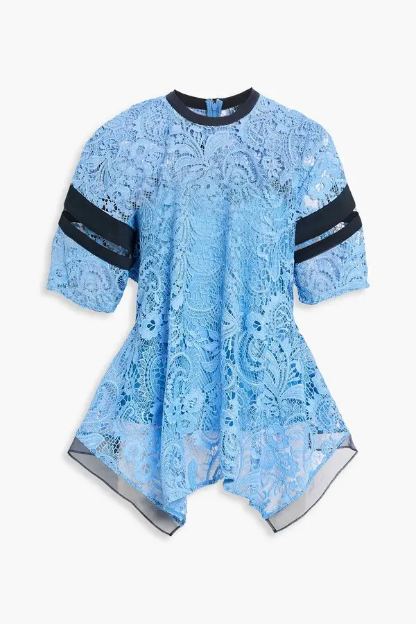 3.1 Phillip Lim Cotton-twill And Corded Lace Top - Sky Blue