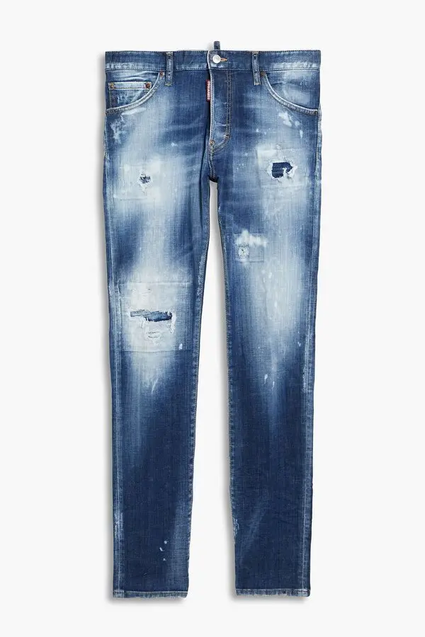 Dsquared2 Slim-fit Distressed Denim Jeans - Mid Denim