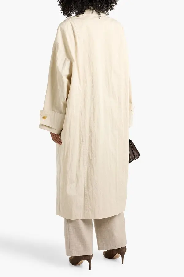 LE17SEPTEMBRE Crinkled Cotton-blend Twill Coat - Ecru