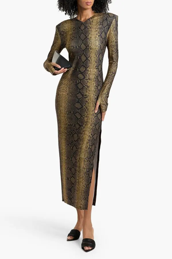 Norma Kamali Snakeprint Stretch-jersey Maxi Dress