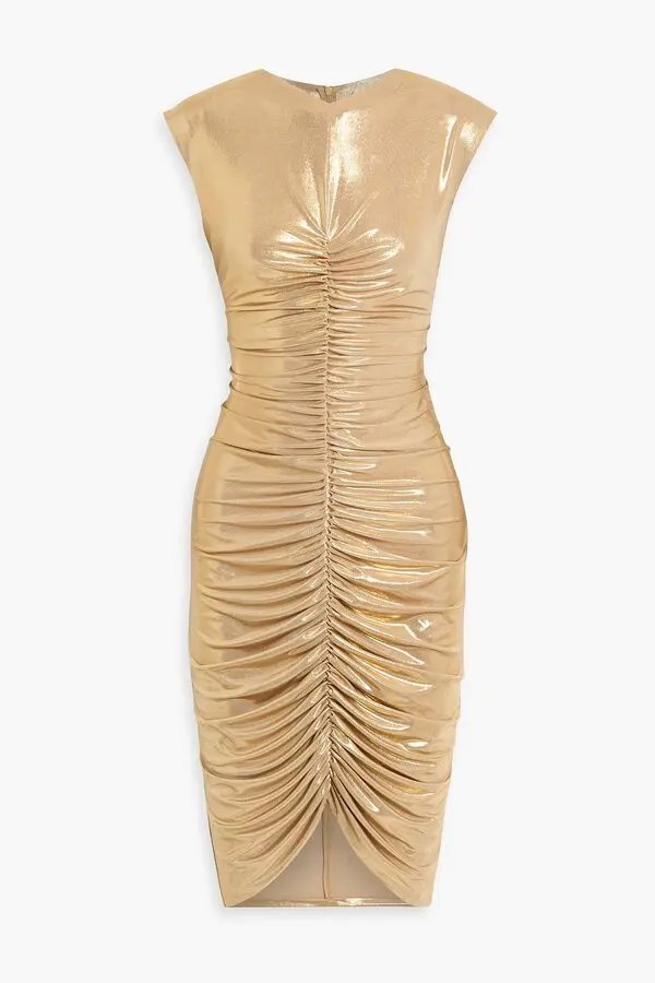 Norma Kamali Ruched Stretch-lamé Dress