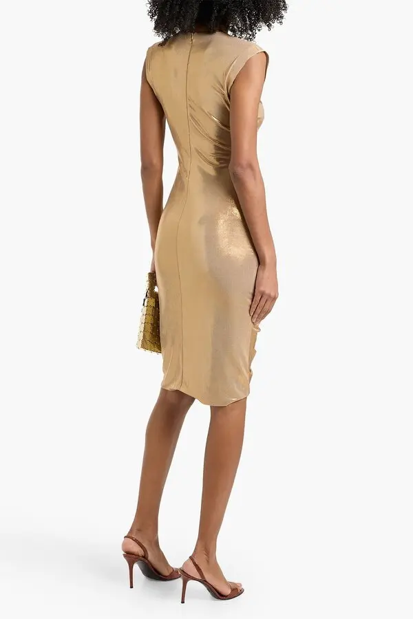 Norma Kamali Ruched Stretch-lamé Dress