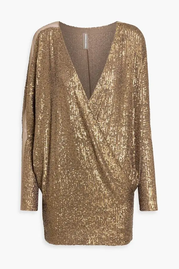 Norma Kamali Draped Sequined Mini Dress