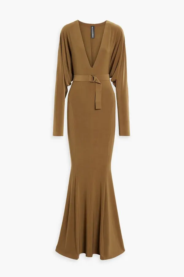 Norma Kamali Belted Stretch-jersey Gown
