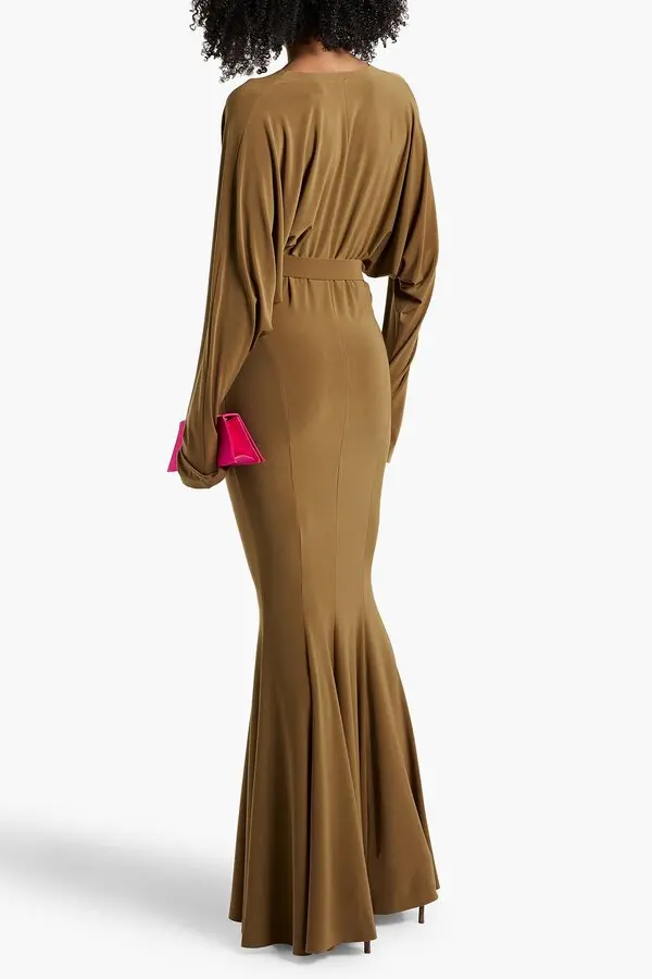Norma Kamali Belted Stretch-jersey Gown