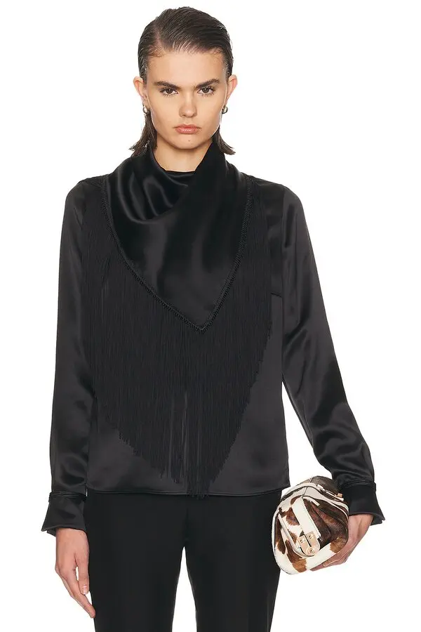 Gabriela Hearst Anderson Scarf Top - Black