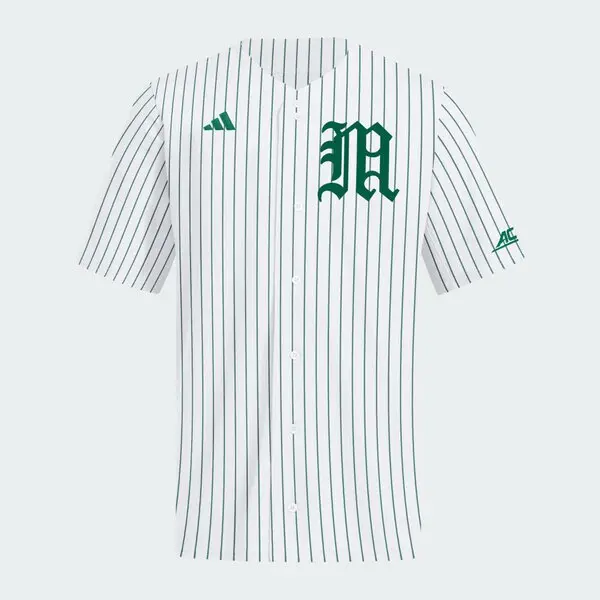 Adidas Miami Hurricanes Pinstripe Jersey - White / Dark Green
