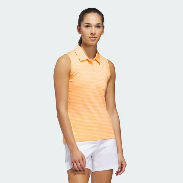 Adidas Performance Stripe Sleeveless Polo Shirt - Semi Ice Tangerine