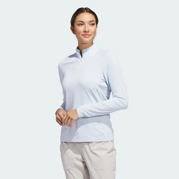 Adidas Ultimate365 Solid Quarter-zip Mock Polo Shirt
