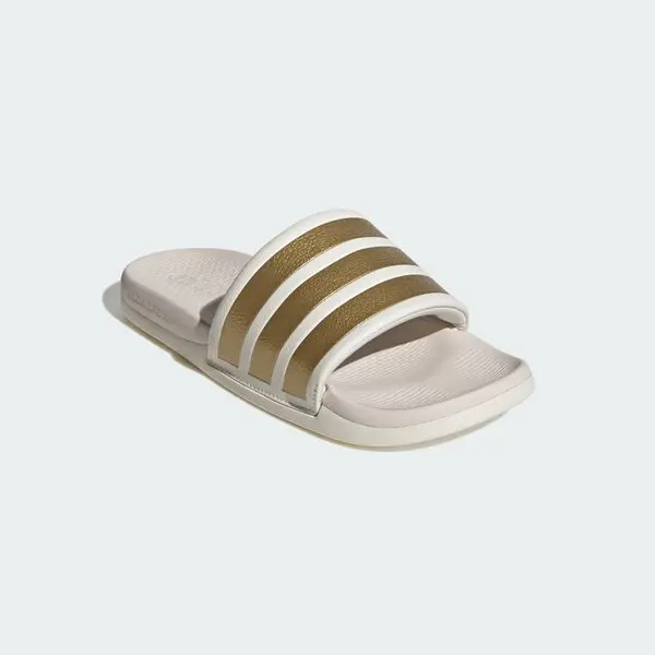Adidas Adilette Comfort 2.0 Slides - Off White / Gold Metallic / Chalk White