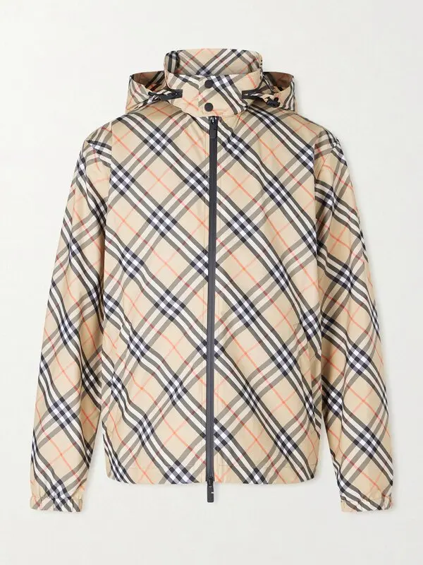 Burberry Hooded Checked Shell Jacket - Neutrals