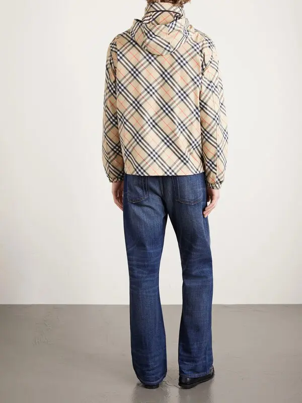 Burberry Checked Hooded Shell Jacket - Neutrals