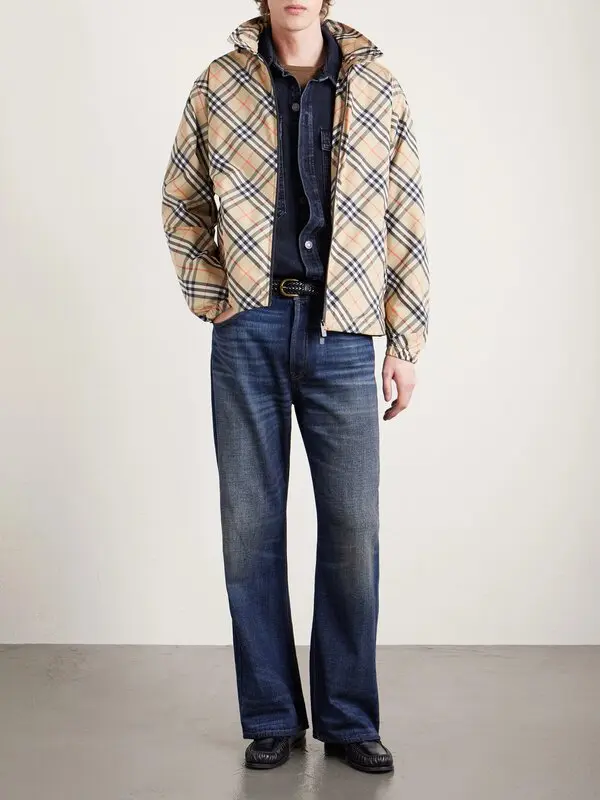 Burberry Checked Hooded Shell Jacket