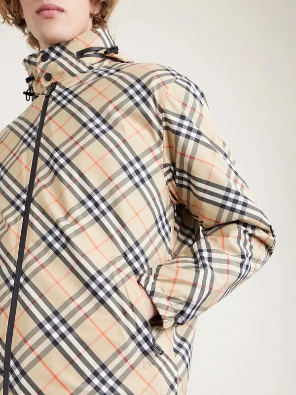 Burberry Checked Hooded Shell Jacket