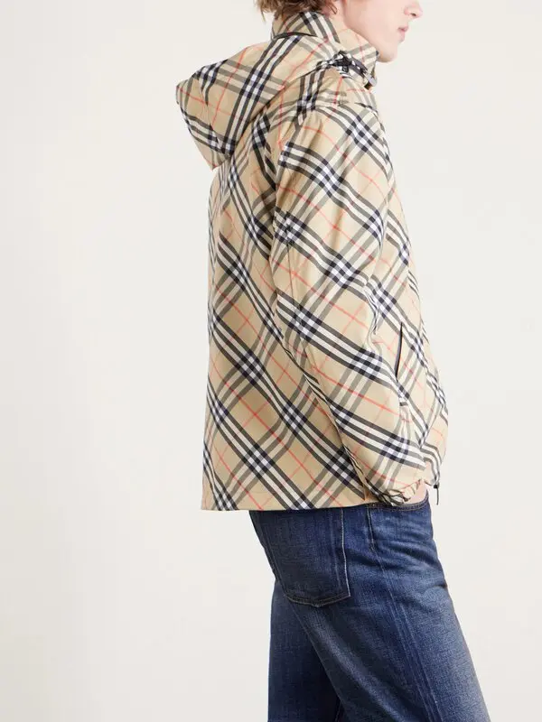 Burberry Checked Hooded Shell Jacket