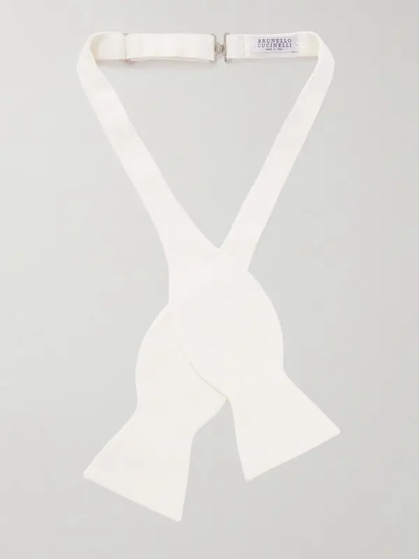 Brunello Cucinelli Self-tie Silk-twill Bow Tie - Neutrals