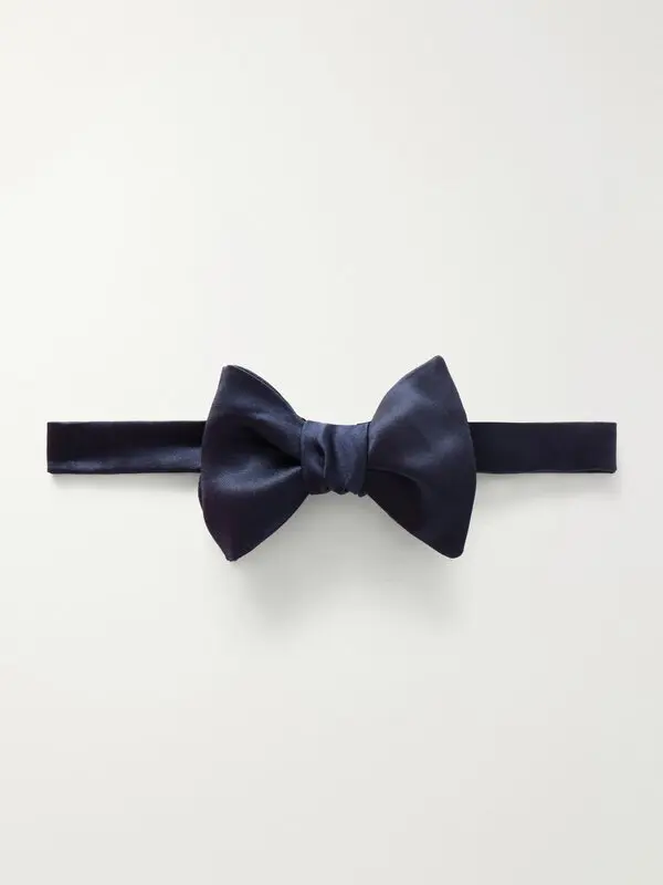 Brunello Cucinelli Self-tie Cotton And Silk-blend Bow Tie - Blue