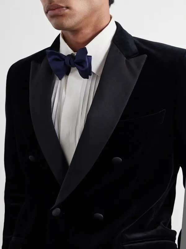 Brunello Cucinelli Self-tie Cotton And Silk-blend Bow Tie - Blue