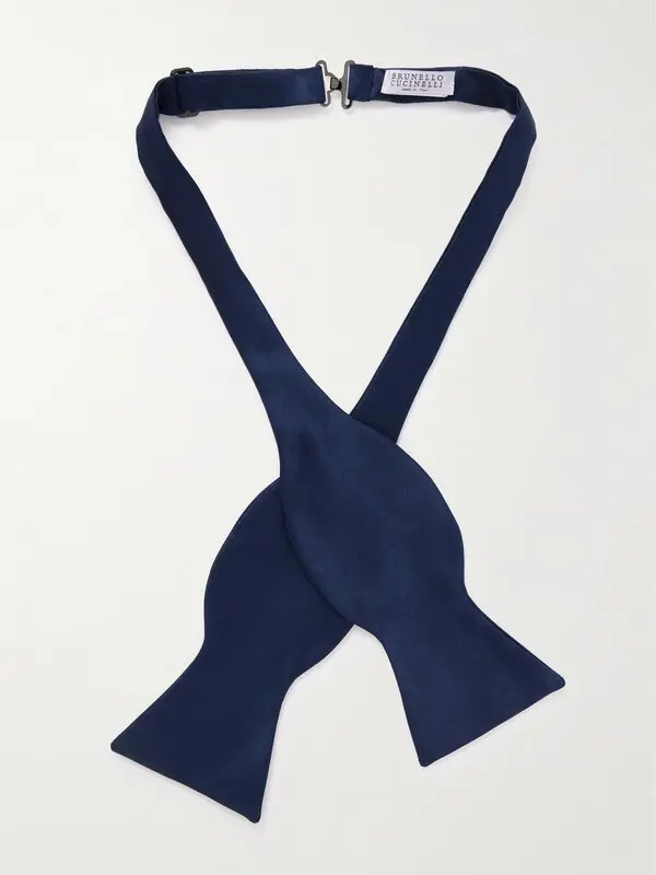 Brunello Cucinelli Self-tie Cotton And Silk-blend Bow Tie - Blue