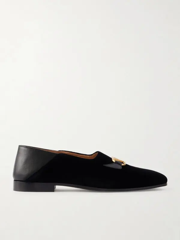 Valentino Garavani Embellished Suede And Leather Loafers