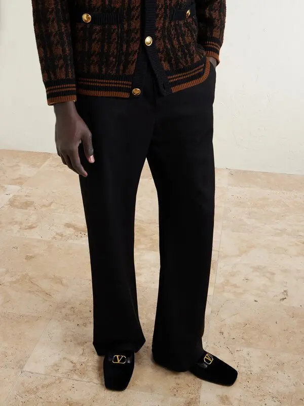 Valentino Garavani Embellished Suede And Leather Loafers