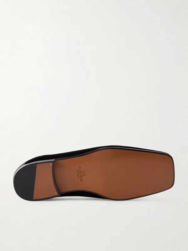 Valentino Garavani Embellished Suede And Leather Loafers