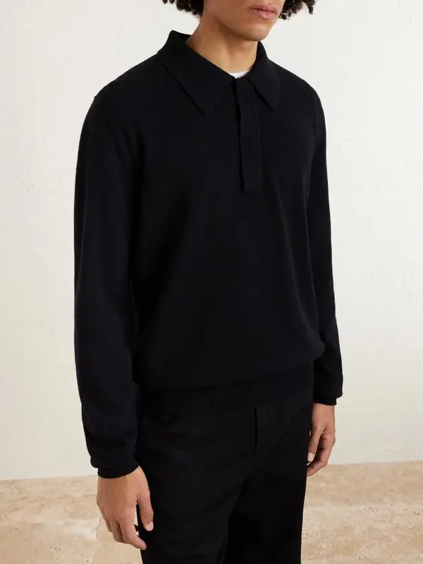 JIL SANDER Wool Polo Shirt - Black