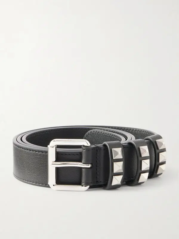 Valentino Garavani 3cm Rockstud Leather Belt - Black